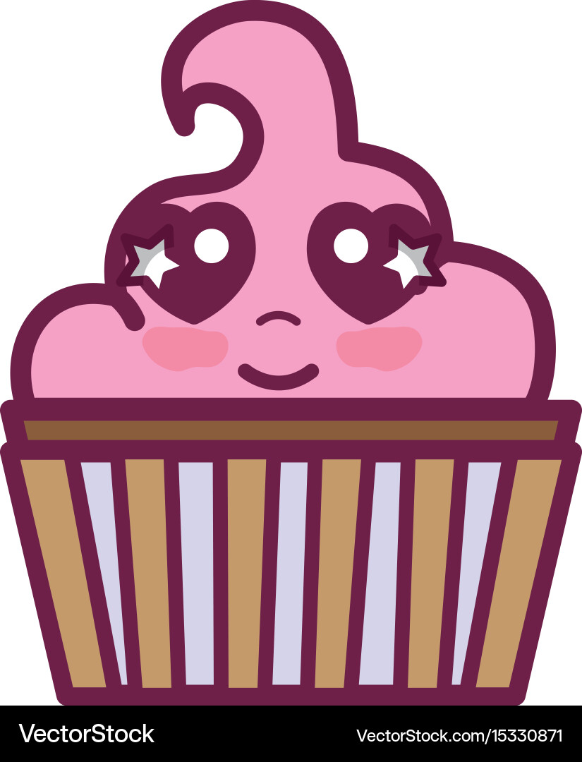 Kawaii cute happy muffin dessert Royalty Free Vector Image