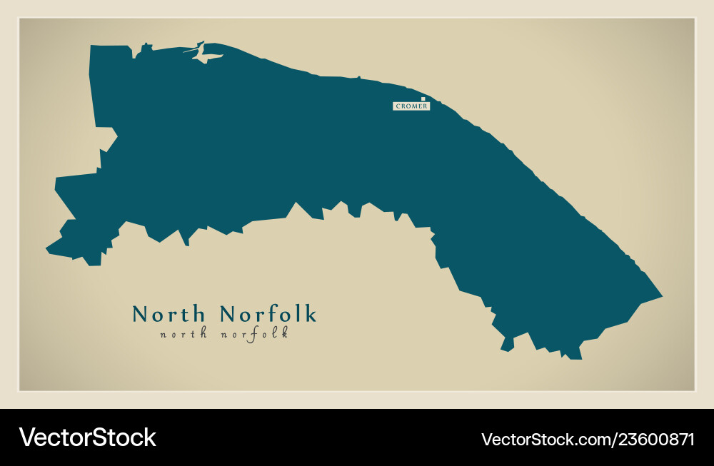 Modern map - north norfolk district england uk Vector Image