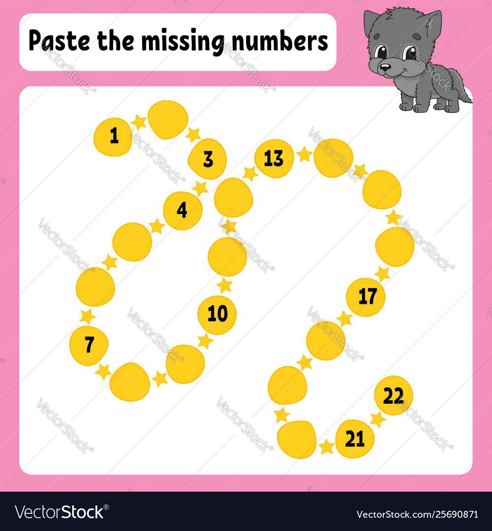 Paste missing numbers handwriting practice Vector Image