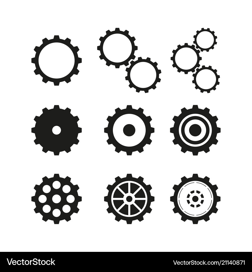 Set of cogwheels icons Royalty Free Vector Image