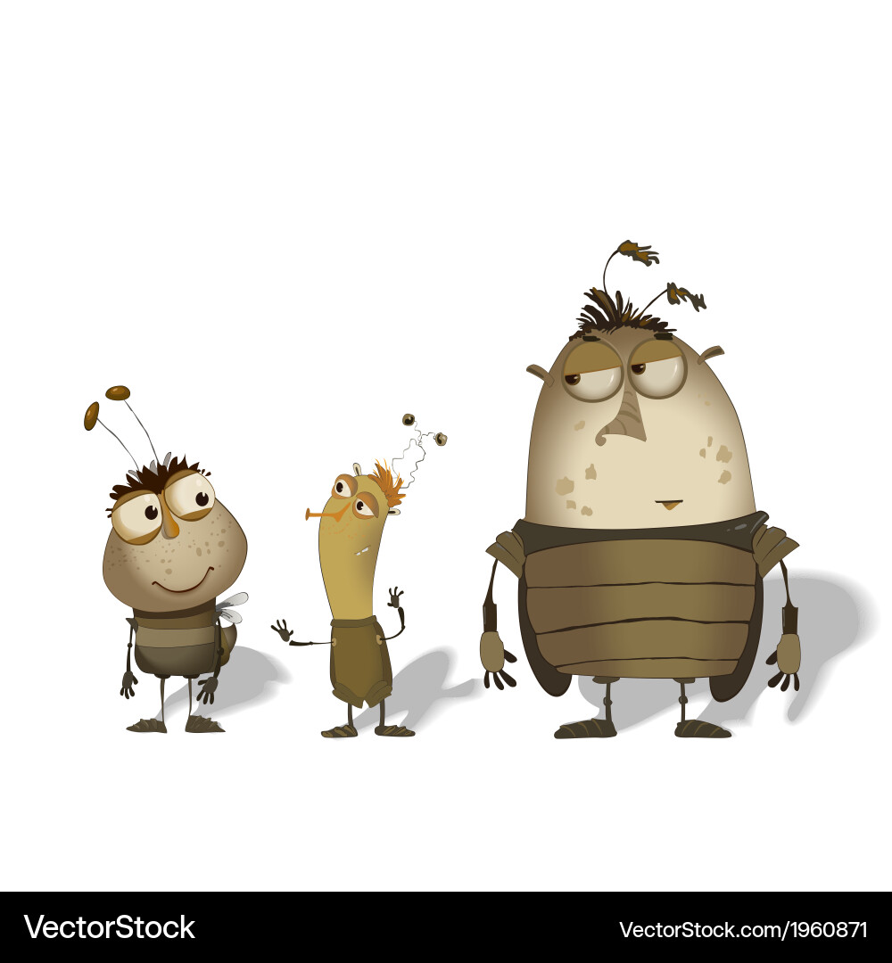 Set of funny cartoon bugs Royalty Free Vector Image