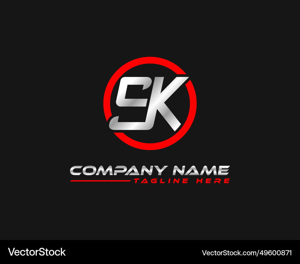 Sk ks letter isolated logo design concept Vector Image