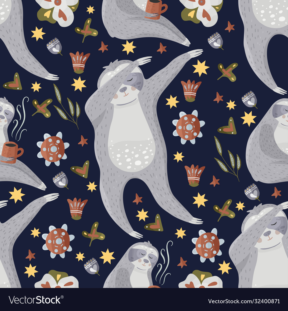 Sloth seamless pattern Royalty Free Vector Image