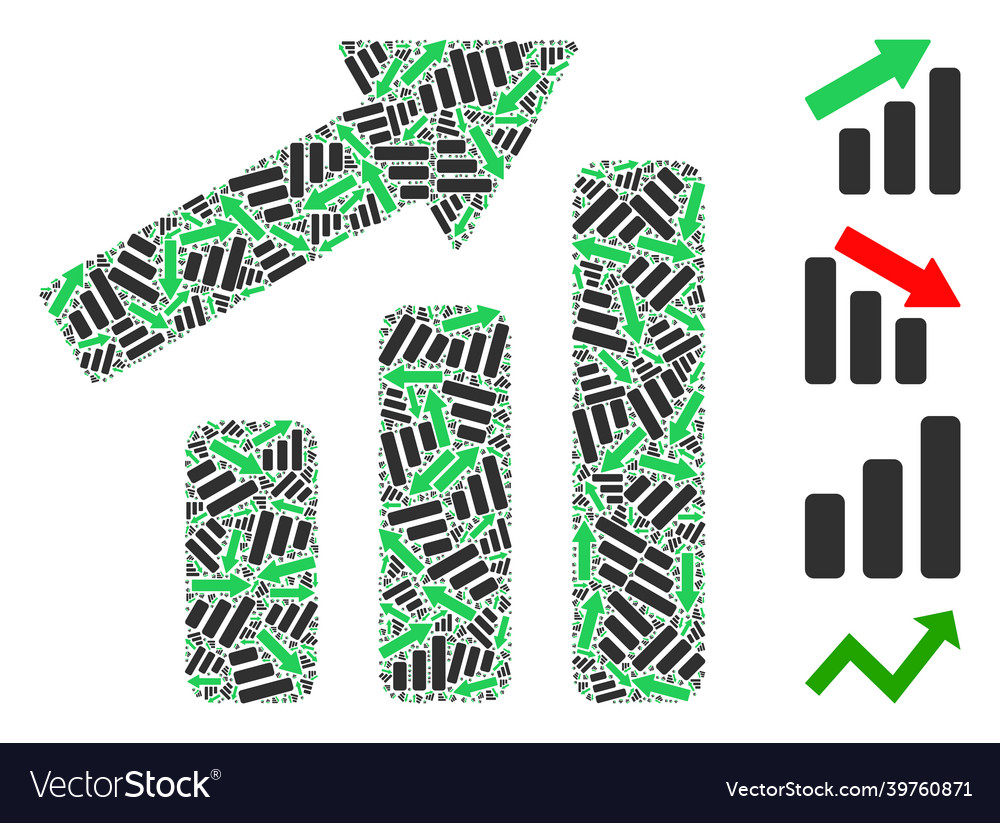 Up trend bar chart icon recursive composition Vector Image