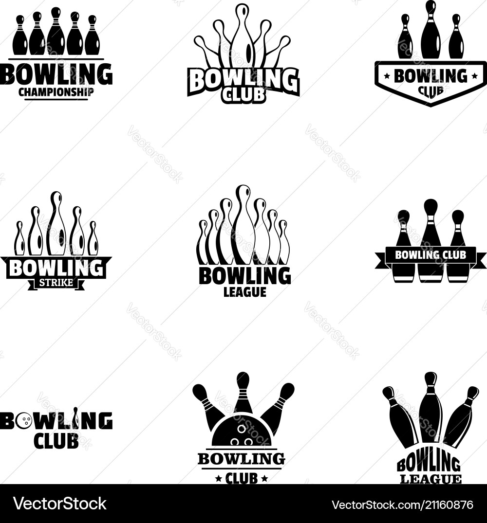 Bowling icons set simple style Royalty Free Vector Image