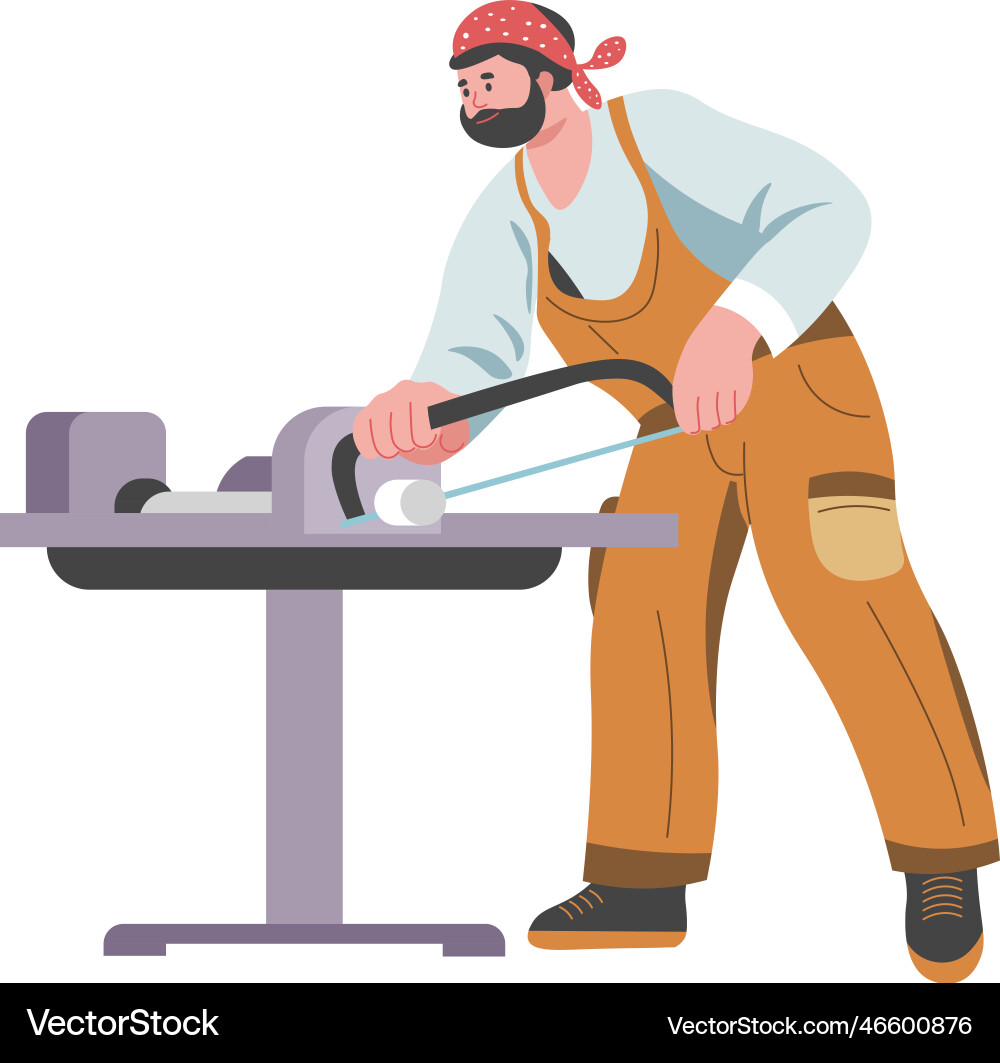 Carpenter working with wood woodworker males Vector Image