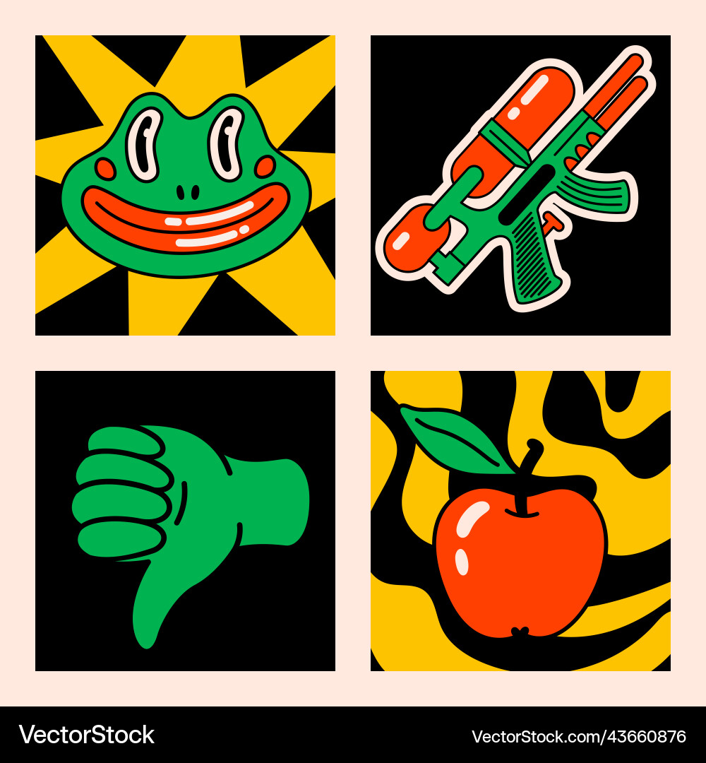 Cartoon funny comic cards crazy cartoons Vector Image