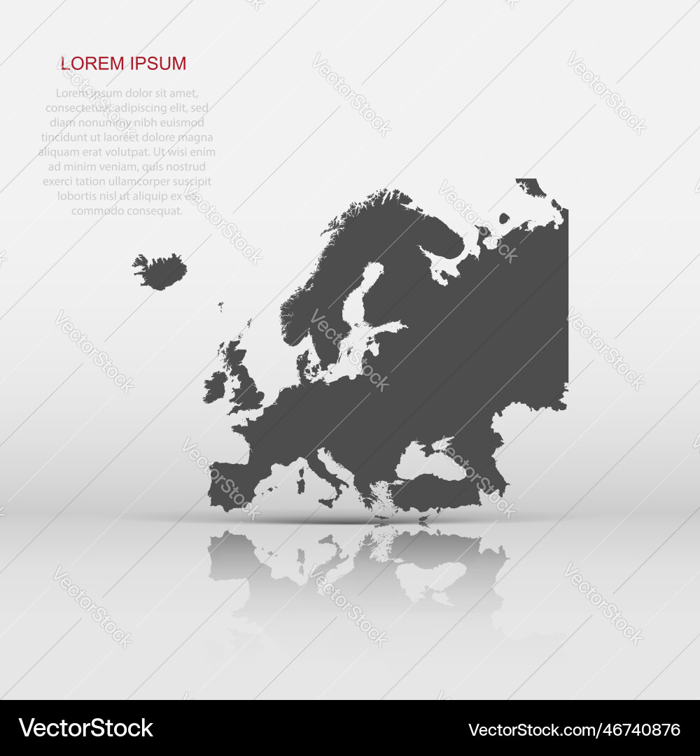 Europe map icon in flat style pictogram Royalty Free Vector