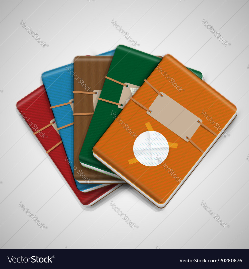 Five different colorful notebooks Royalty Free Vector Image