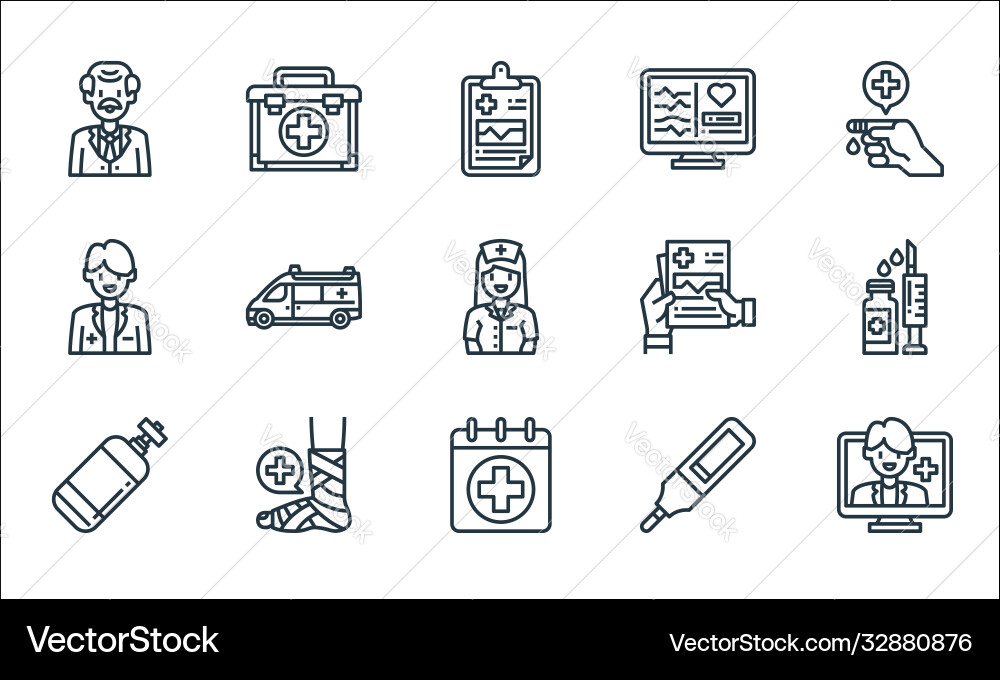Hospital line icons linear set quality line set Vector Image
