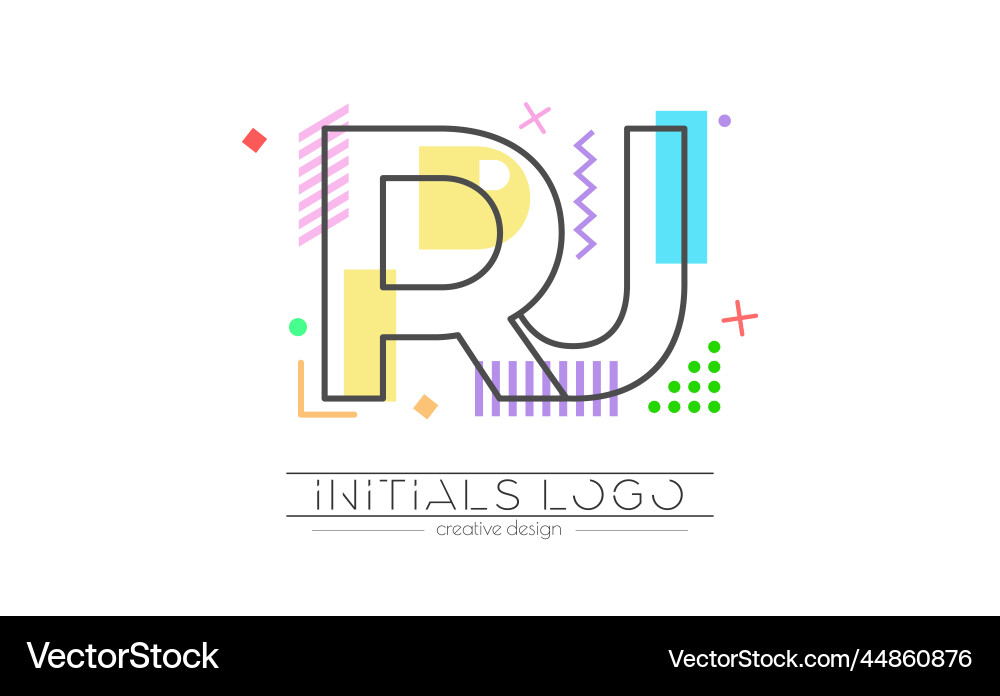 Letters r and j merging of two initials Royalty Free Vector