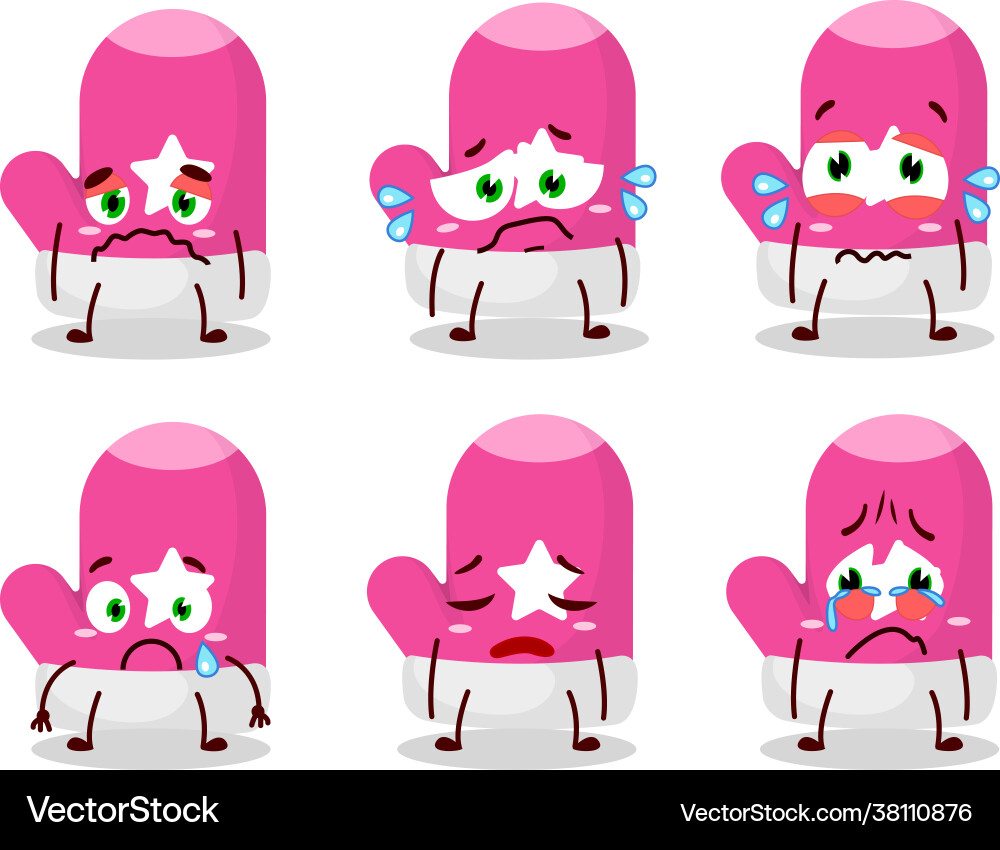New pink gloves character with sad expression Vector Image