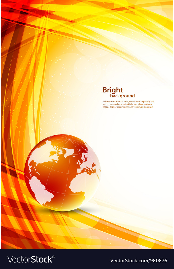 Orange background with globe Royalty Free Vector Image