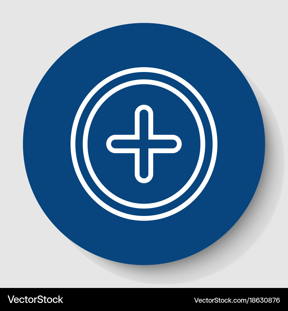 Positive symbol plus sign white contour Royalty Free Vector
