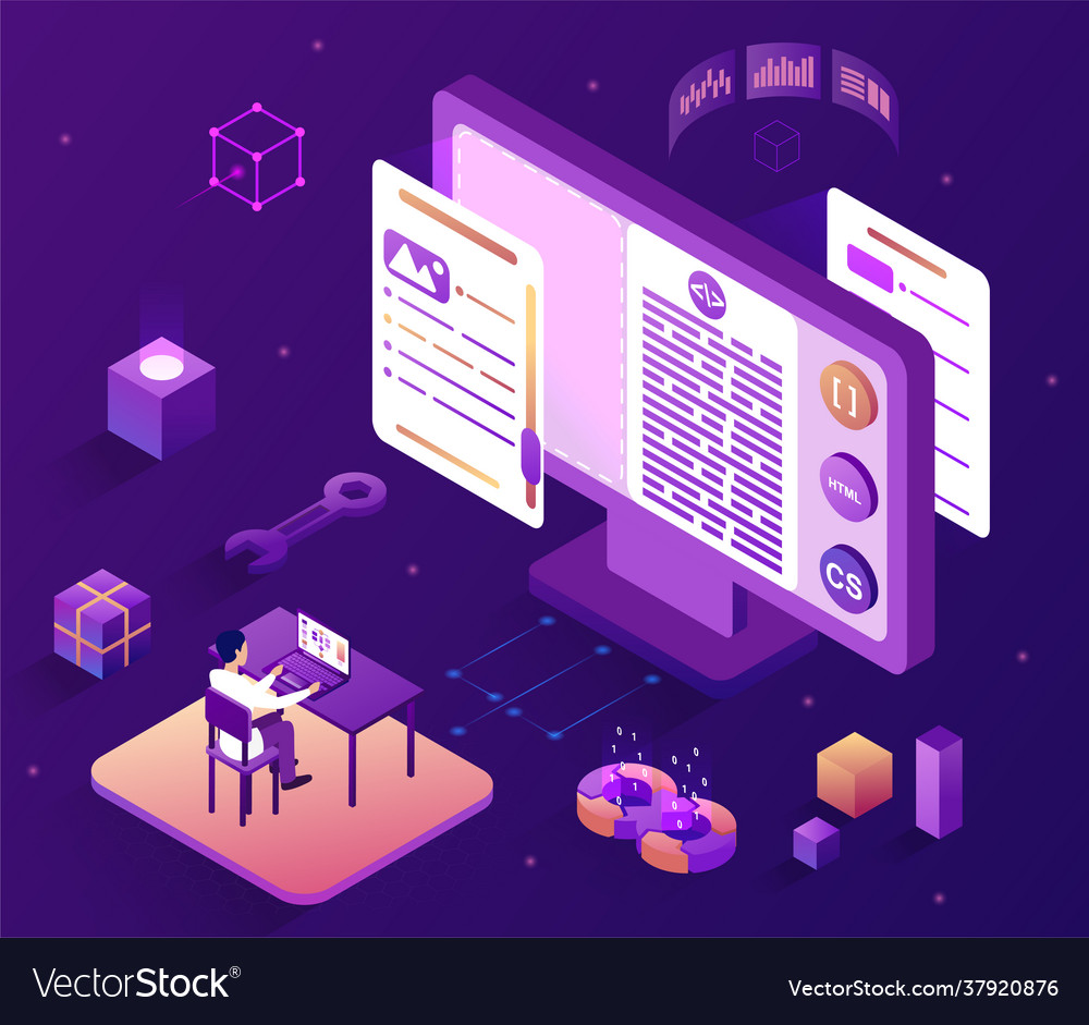 Program software interface on device engineer Vector Image