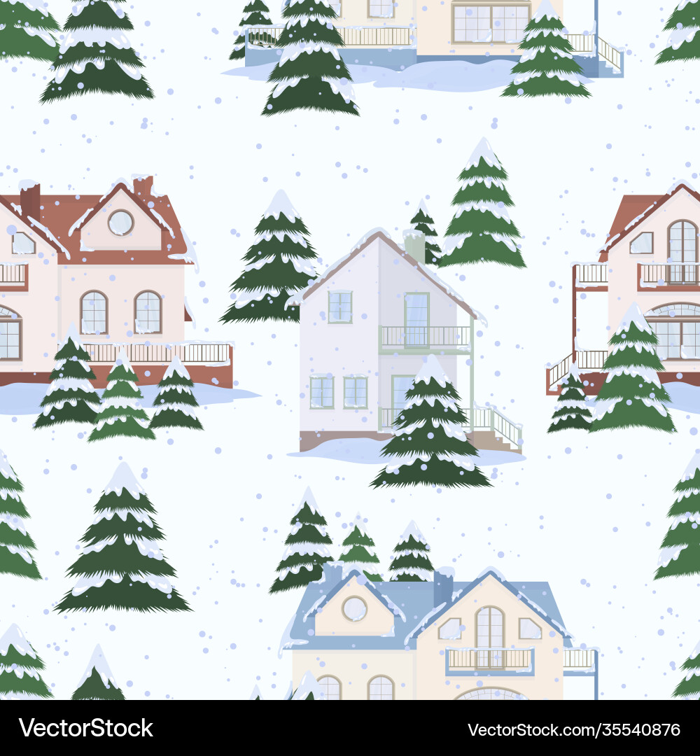 Seamless pattern suburban family houses Royalty Free Vector