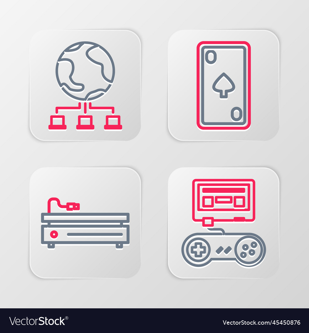 Set line game console with joystick video game Vector Image