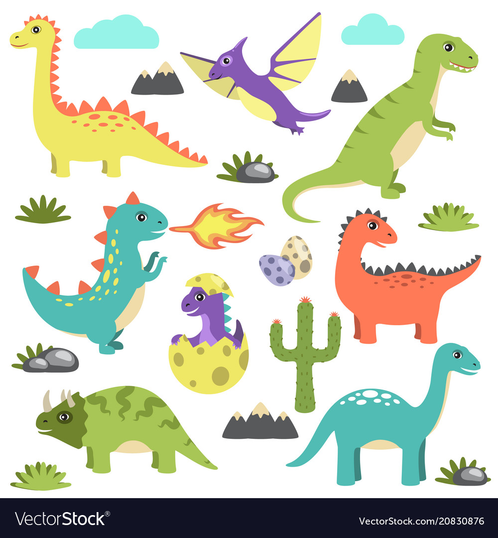 Set of dinosaurs icons Royalty Free Vector Image