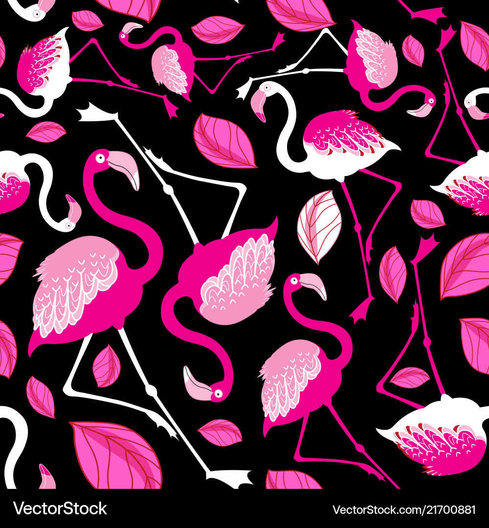 Beautiful bright tropical pattern of pink Vector Image