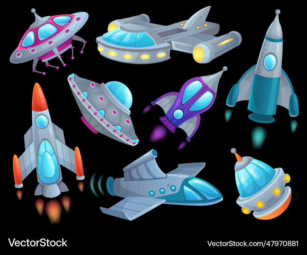 Cartoon spaceship futuristic space rocket Vector Image