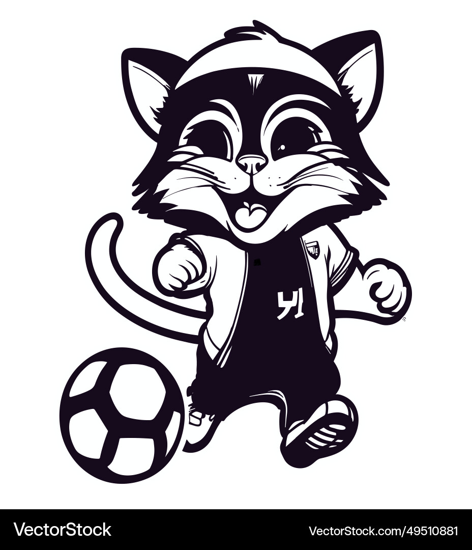 Cat with football Royalty Free Vector Image - VectorStock