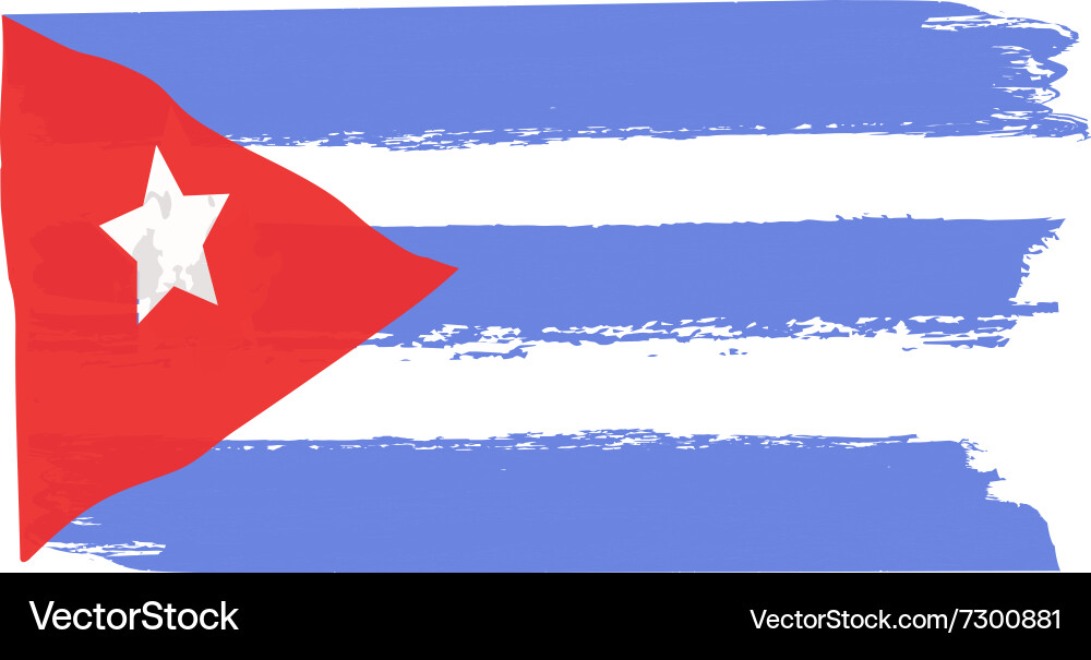 Cuban flag painted by brush hand paints Abstract Vector Image