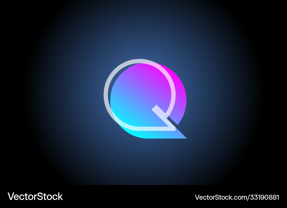 Geometric q pink blue line alphabet letter logo Vector Image