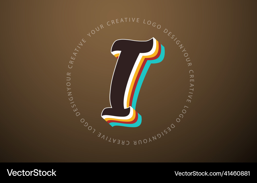 Letter i logo with retro pop art design Royalty Free Vector
