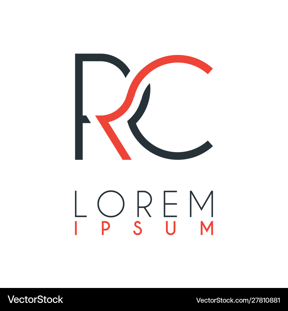 Logo between letter r and c or rc Royalty Free Vector Image