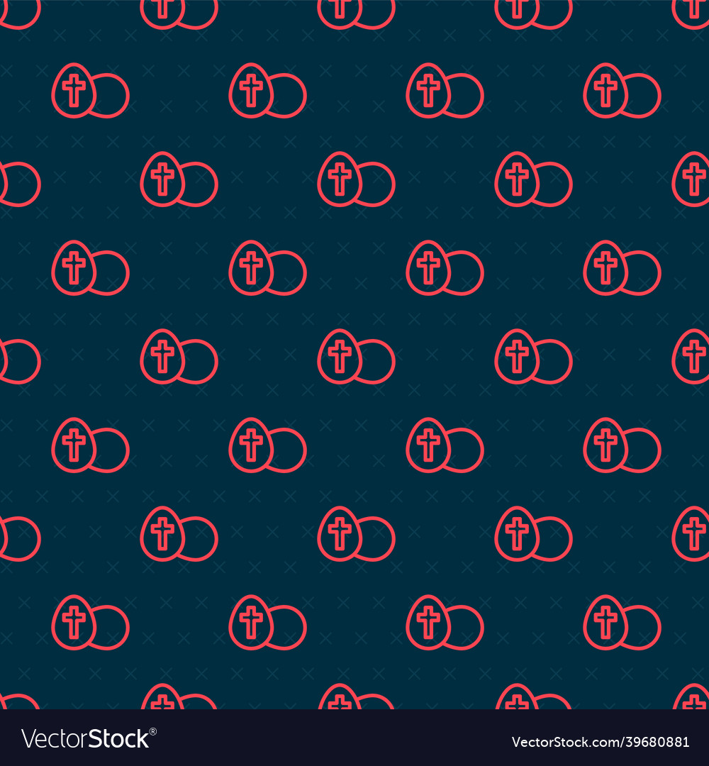 Red line easter egg icon isolated seamless pattern