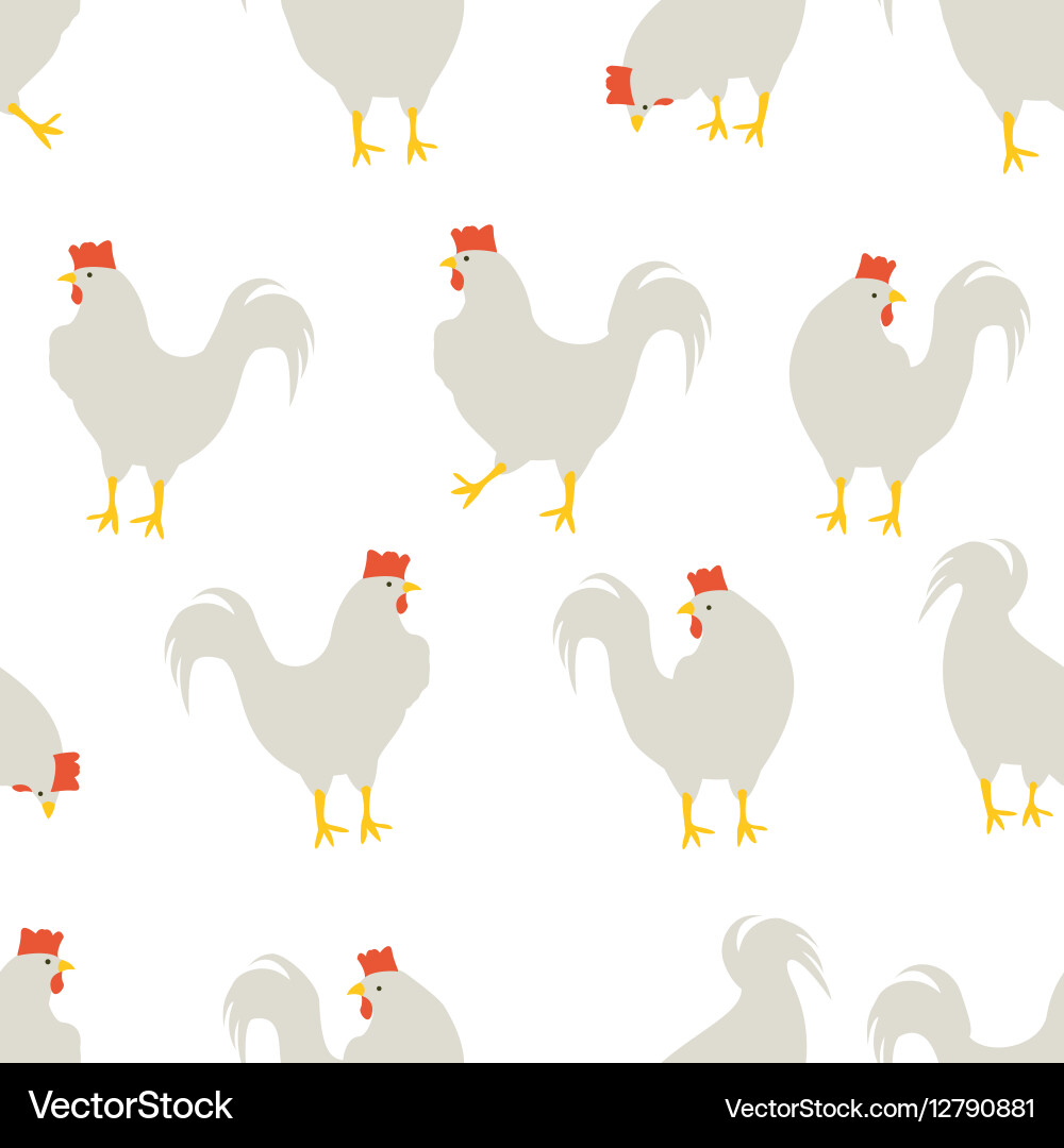 Rooster pattern white Royalty Free Vector Image