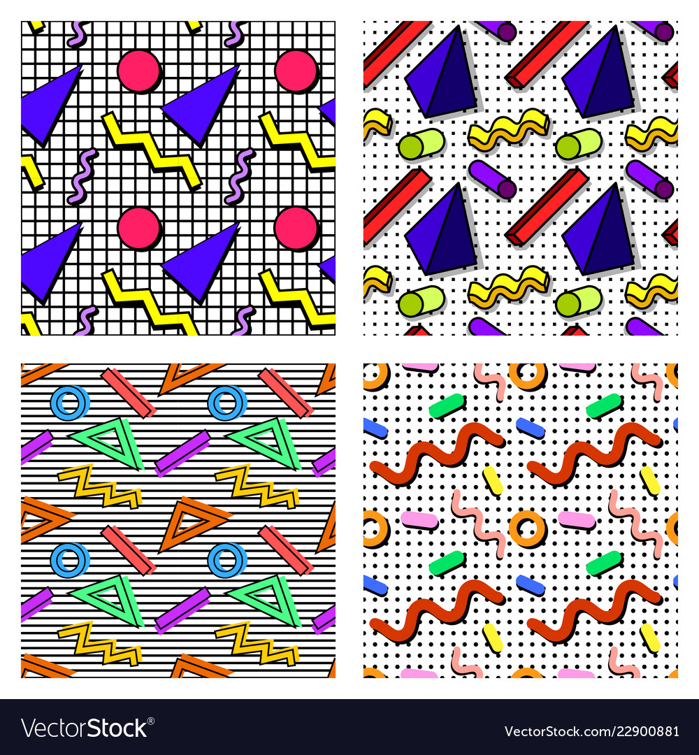 Set memphis patterns Royalty Free Vector Image