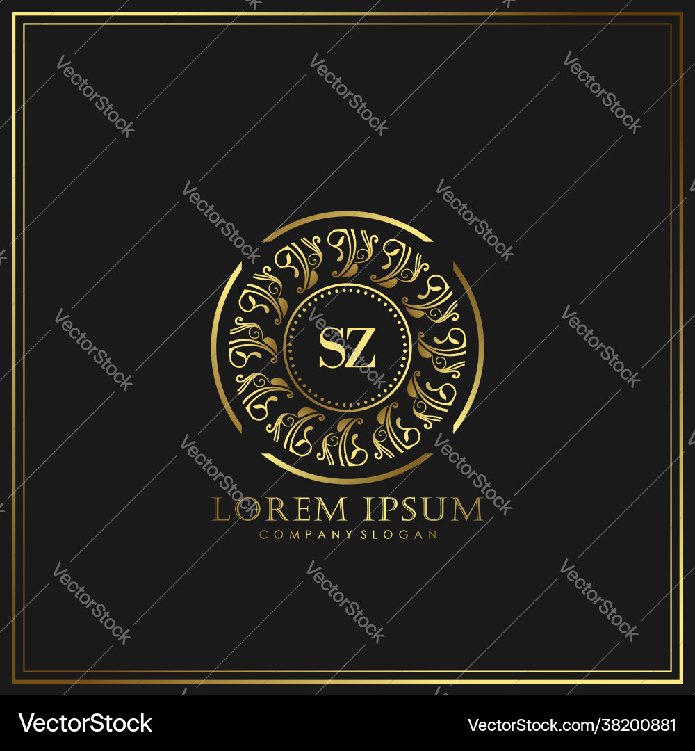 Sz initial letter luxury logo template in art Vector Image