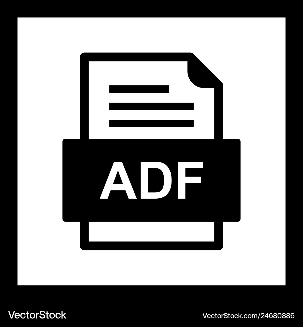Adf file document icon Royalty Free Vector Image
