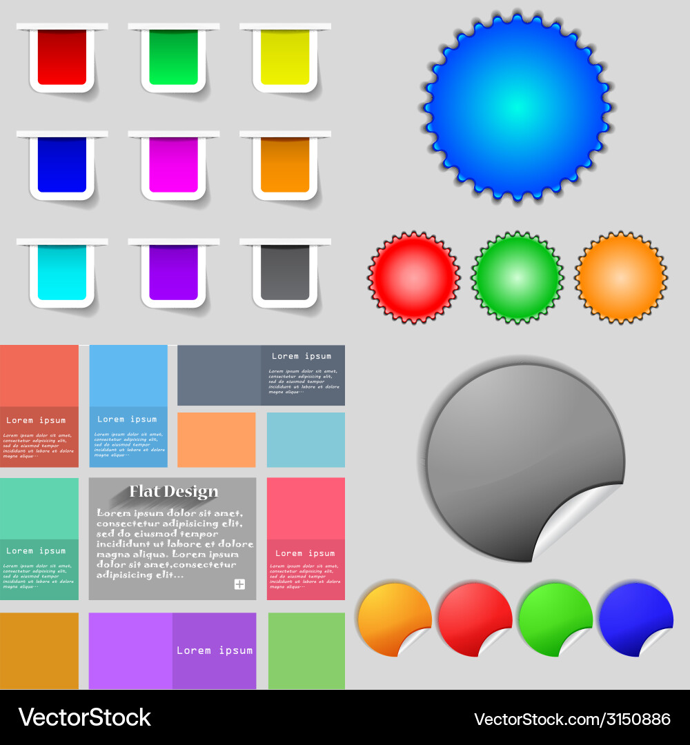Big set of different colored buttons trendy modern