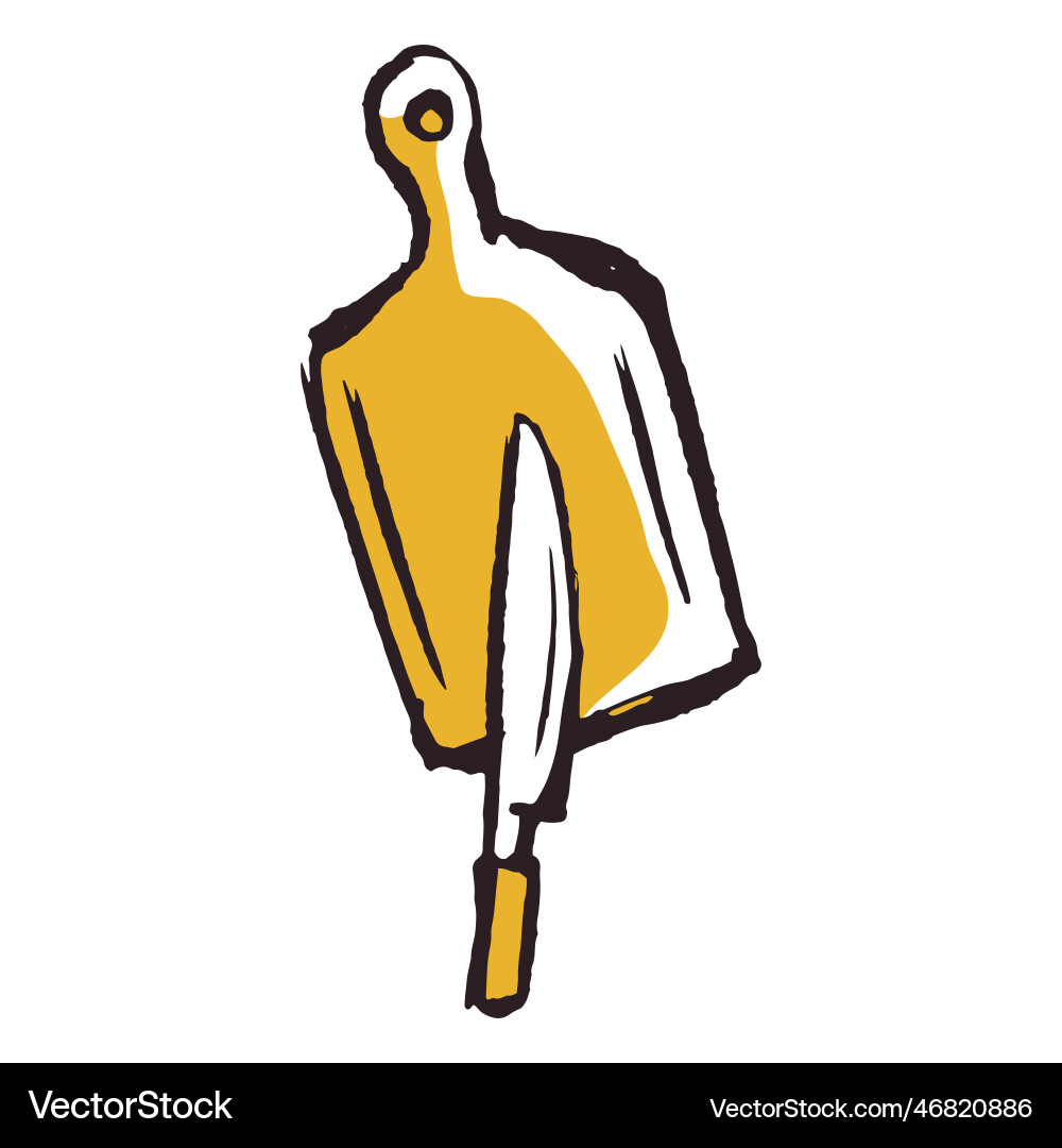 Brush stroke cutting board knife yellow icon Vector Image