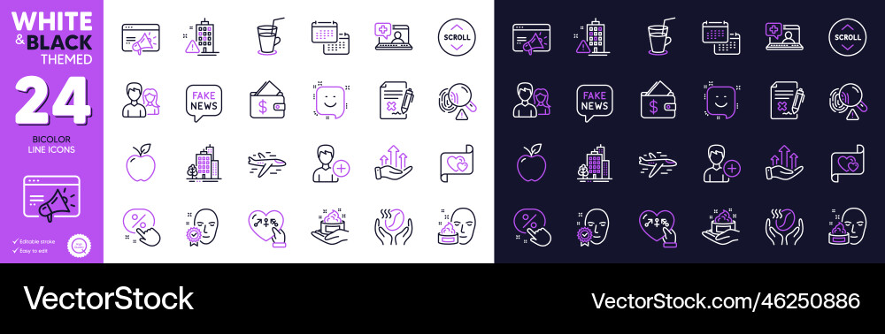 Buildings growth chart and wallet line icons Vector Image