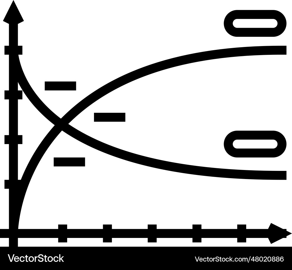 Chemical reaction kinetics line icon Royalty Free Vector