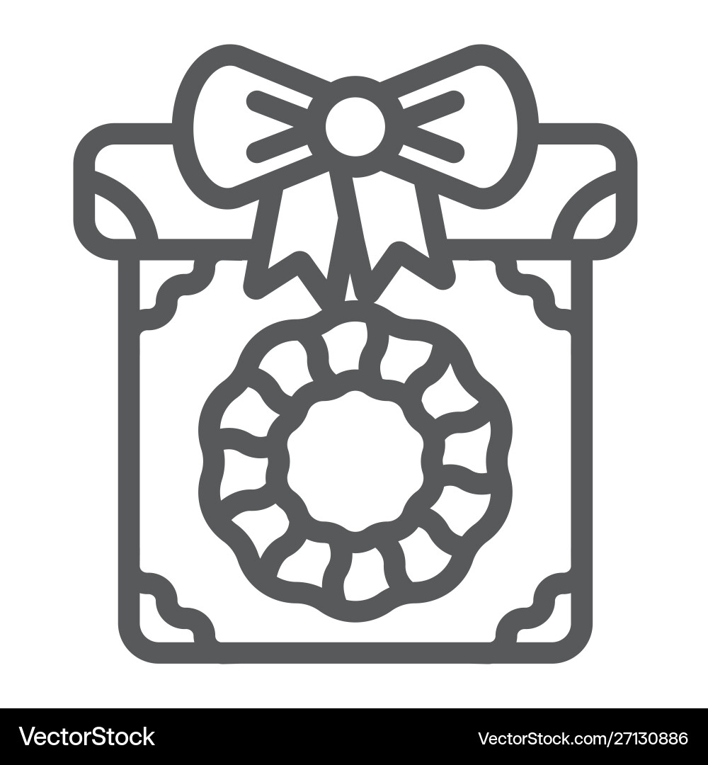 Christmas box line icon present and new year Vector Image