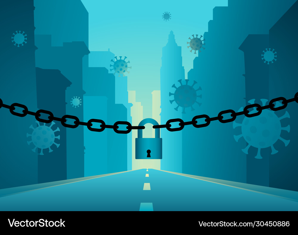 Empty city street in lockdown because covid-19 Vector Image
