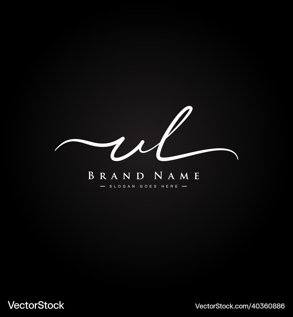 Initial letter ul logo - handwritten signature Vector Image
