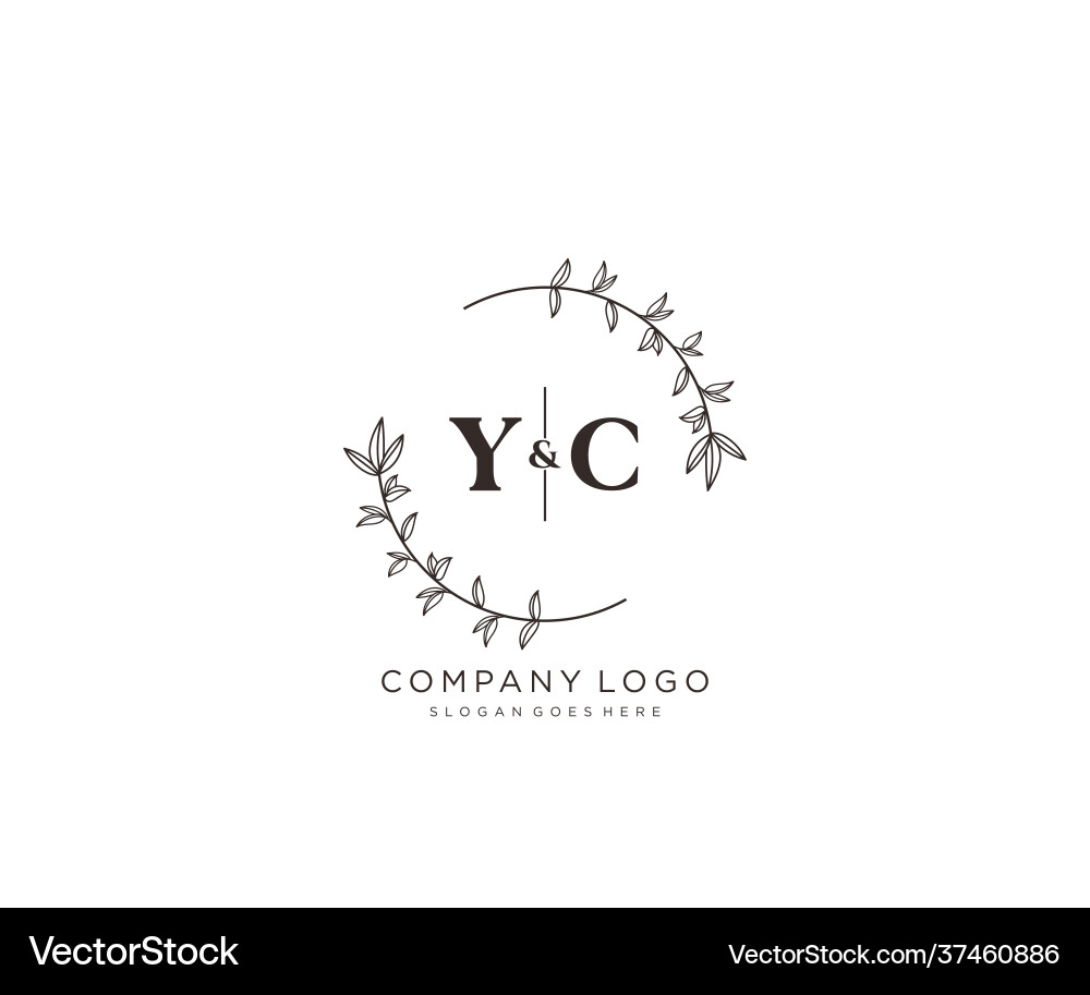Initial yc letters beautiful floral feminine Vector Image