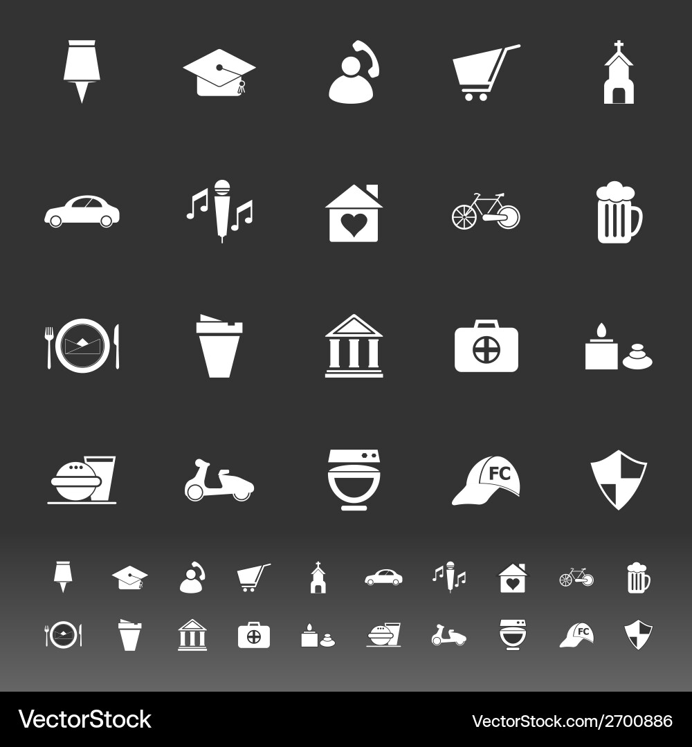 Map sign and symbol icons on gray background Vector Image