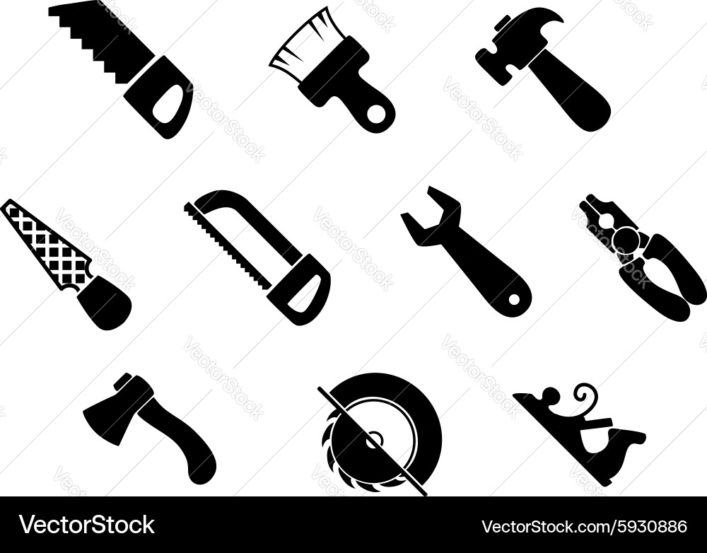 Set of isolated hand tools icons Royalty Free Vector Image