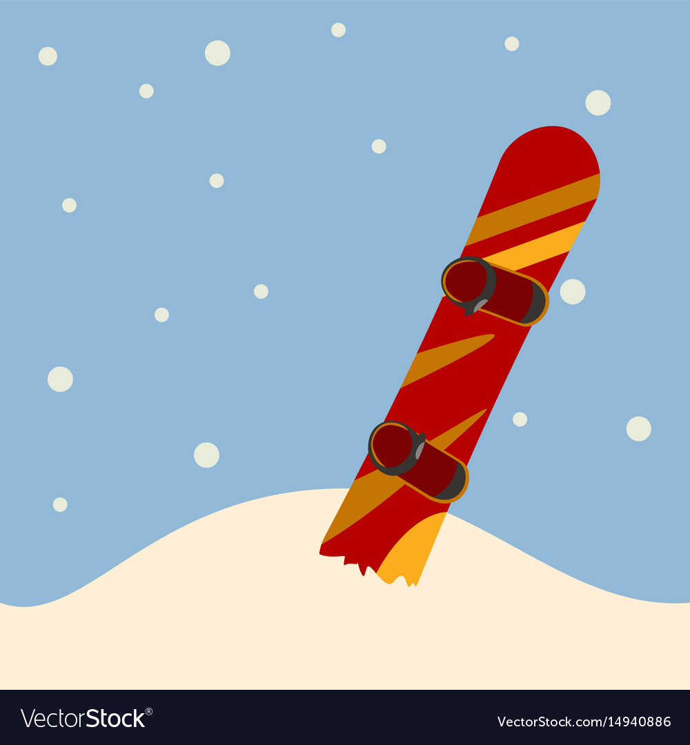 Snowboard standing in snow Royalty Free Vector Image
