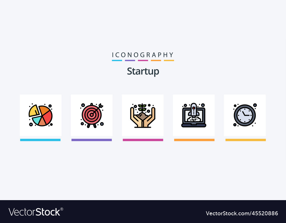 Startup line filled 5 icon pack including Vector Image