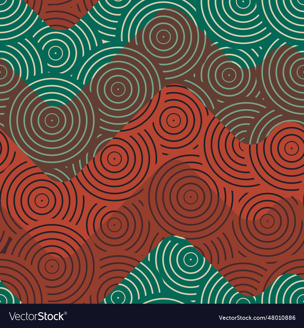 Vintage Wave With Circles Seamless Pattern Vector Image
