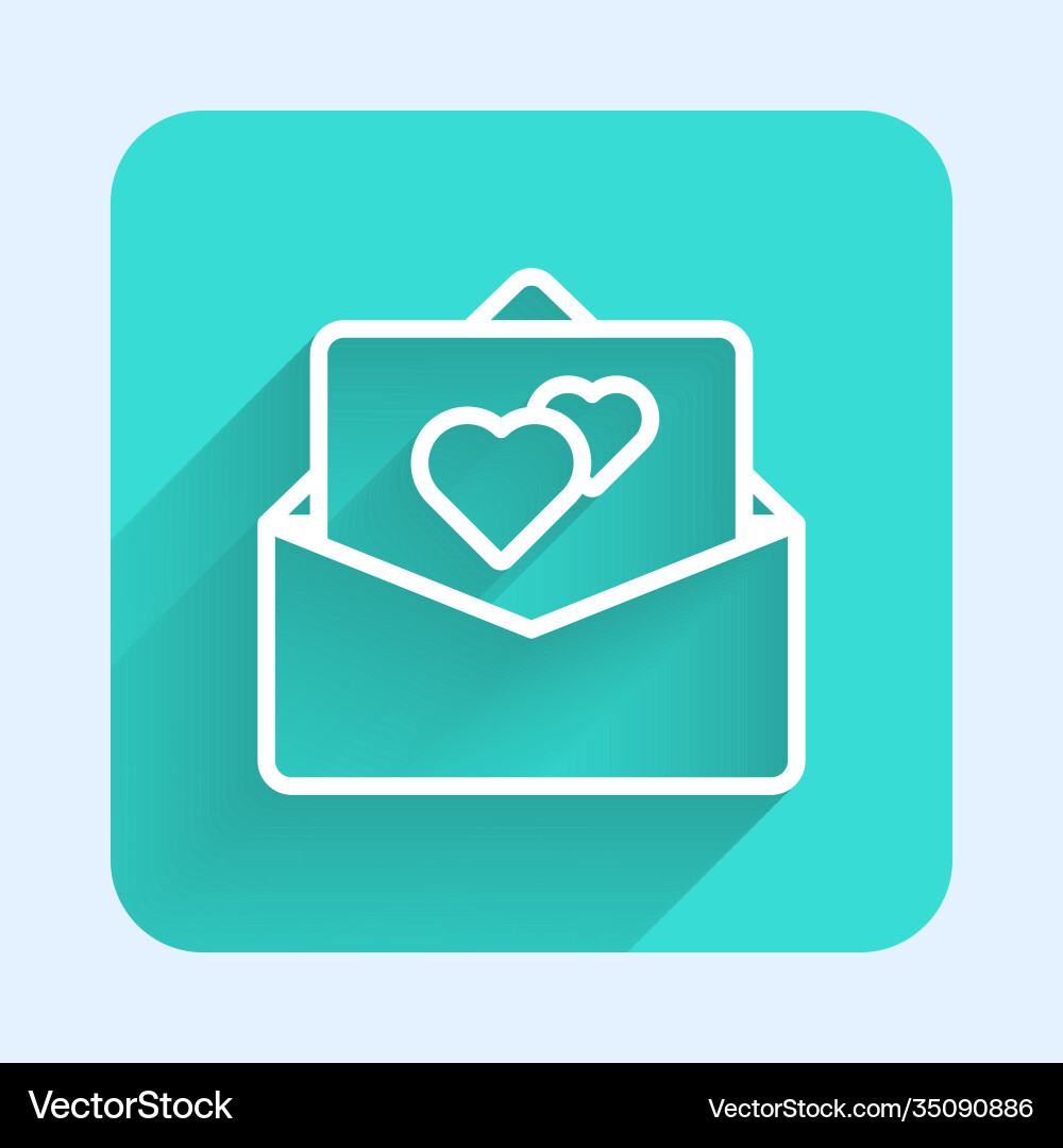 White line greeting card icon isolated with long Vector Image