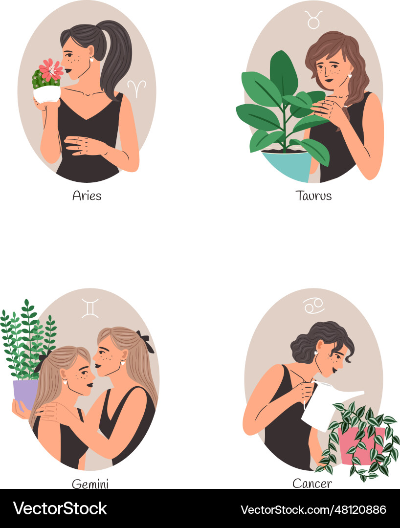 Zodiac collection astrological set with beautiful Vector Image