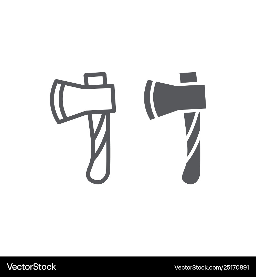 Ax line and glyph icon tool cut axe sign Vector Image